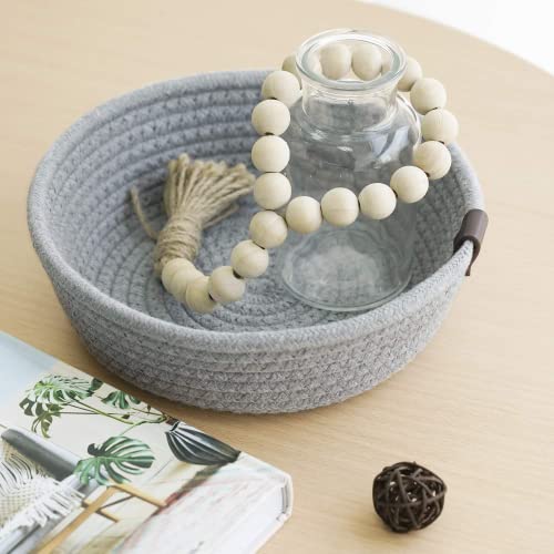 Goodpick 3pack Small Basket - Woven Storage Basket for Living Room Bathroom Storage Basket for towels Cute Round Basket for Baby Toy Storage Home Storage Baskets for Shelves Gift Baskets, Gray