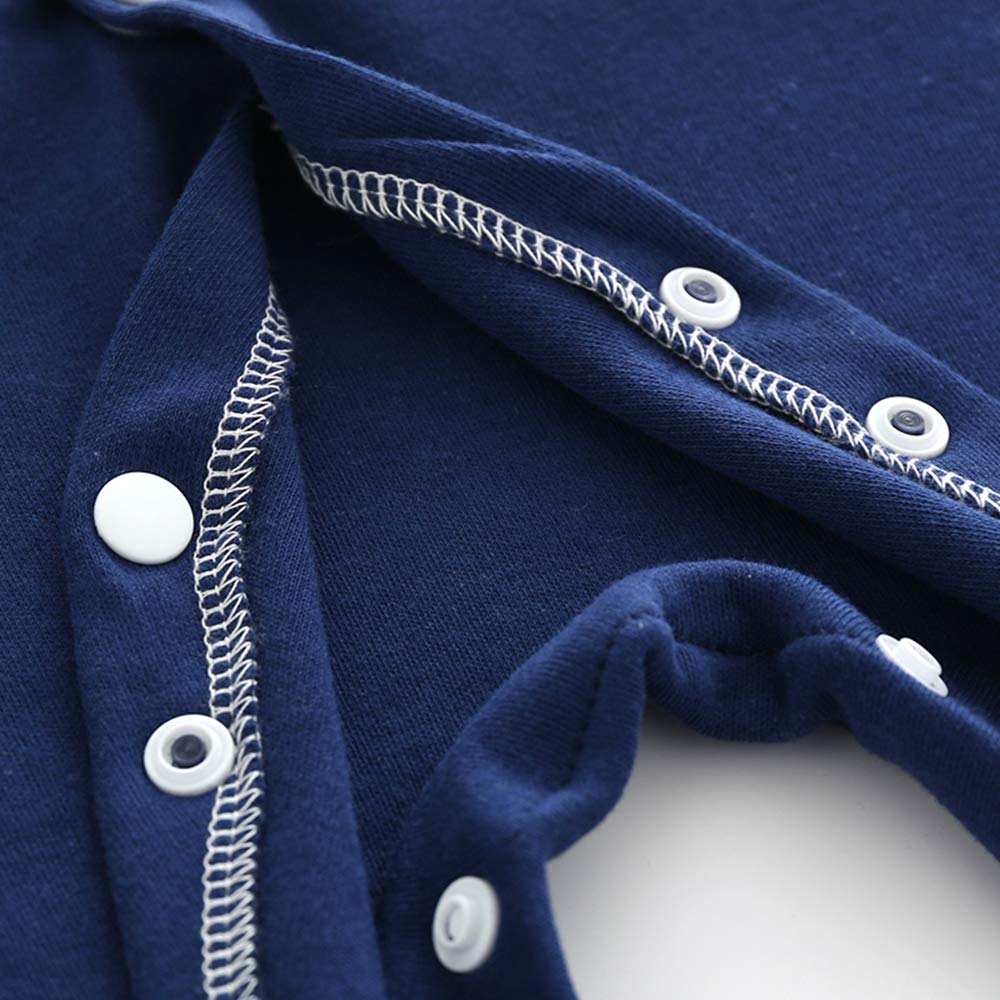GORBAST Newborn Baby Boys' Gentleman Romper Clothes Suit Long Sleeve Jumpsuit Outfit with Bow Tie (0-3Months, SG046)