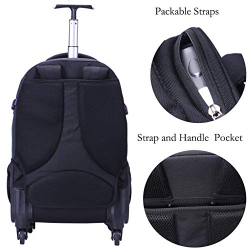 AOKING 20/22 ″ Water Resistant Rolling Wheeled Backpack Laptop Compartment Bag (22 inch, Purple)