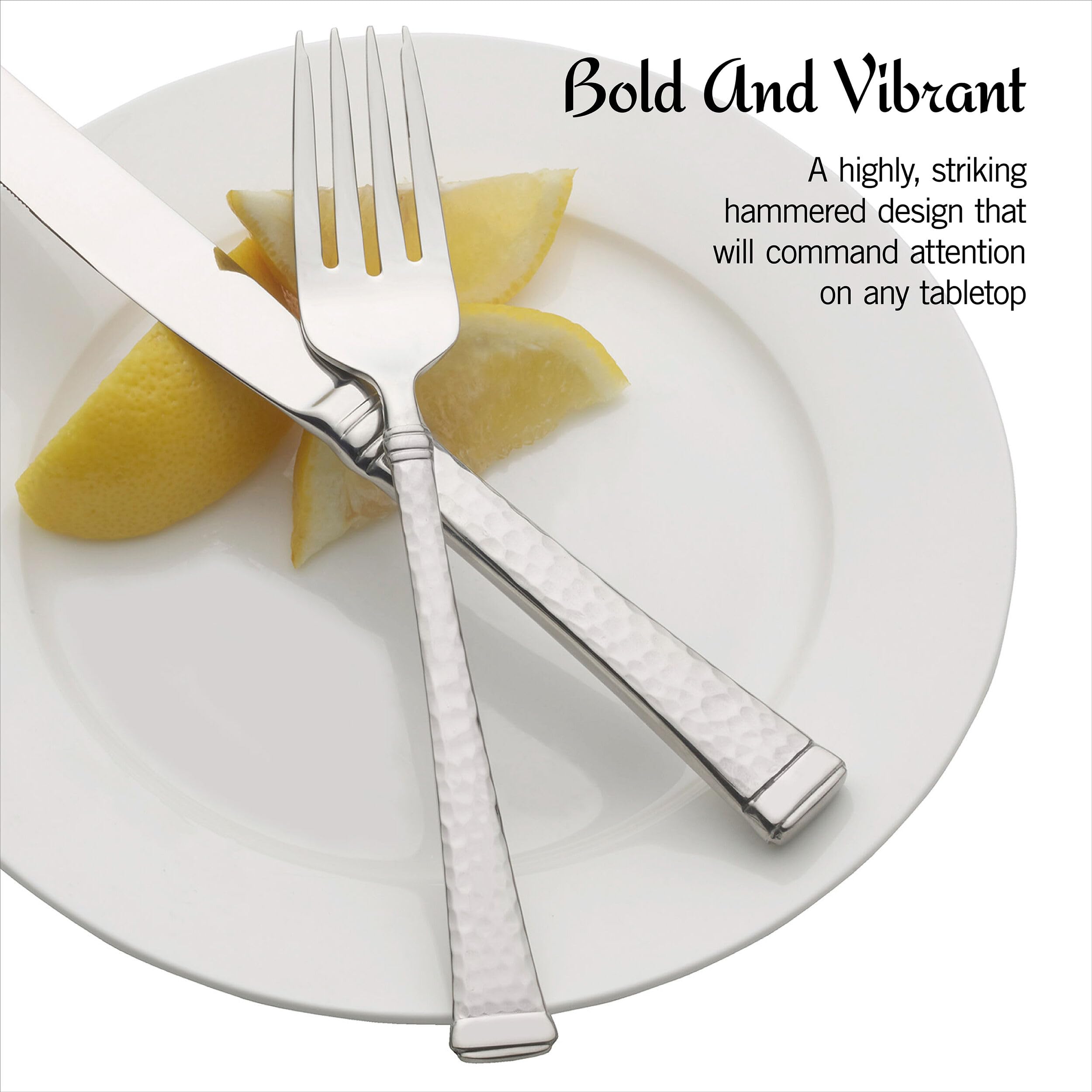 Mikasa Hammered Harmony 18.10 Stainless Steel 65-Piece Cutlery Set, Service For 12
