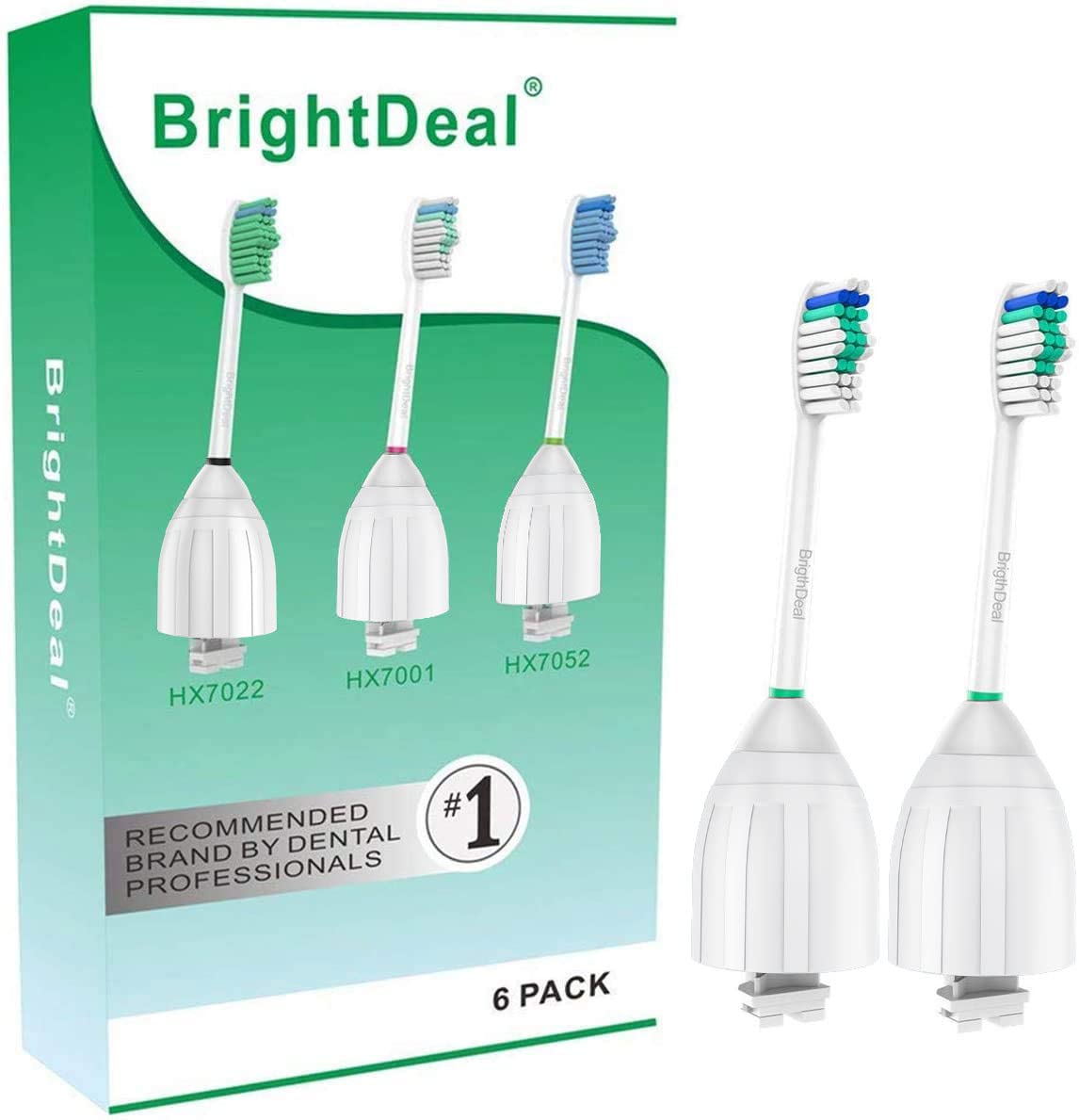 BrightDeal Replacement Toothbrush Heads Compatible with Philips Sonicare Toothbrush Electric Handle, for Sonicare E Series Essence, Xtreme, Elite, Advance and CleanCare Toothbrush, 6 Pack