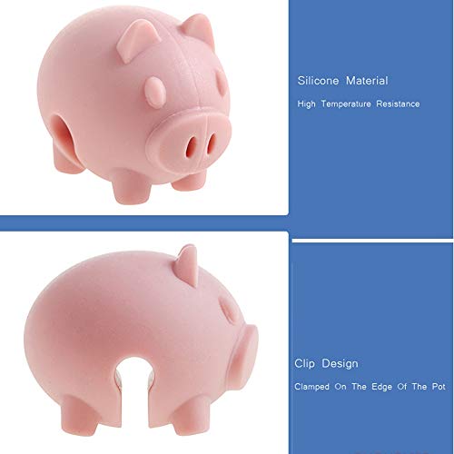 3/6pcs Silicone Pot Lid Lifter,Cute Pig Chick Shape Pot Lid Holder Spill-Proof Lid Clip Heat Resistant Boil Stoppers Keeping Lid Open for Cooking(3pcs-chicken)