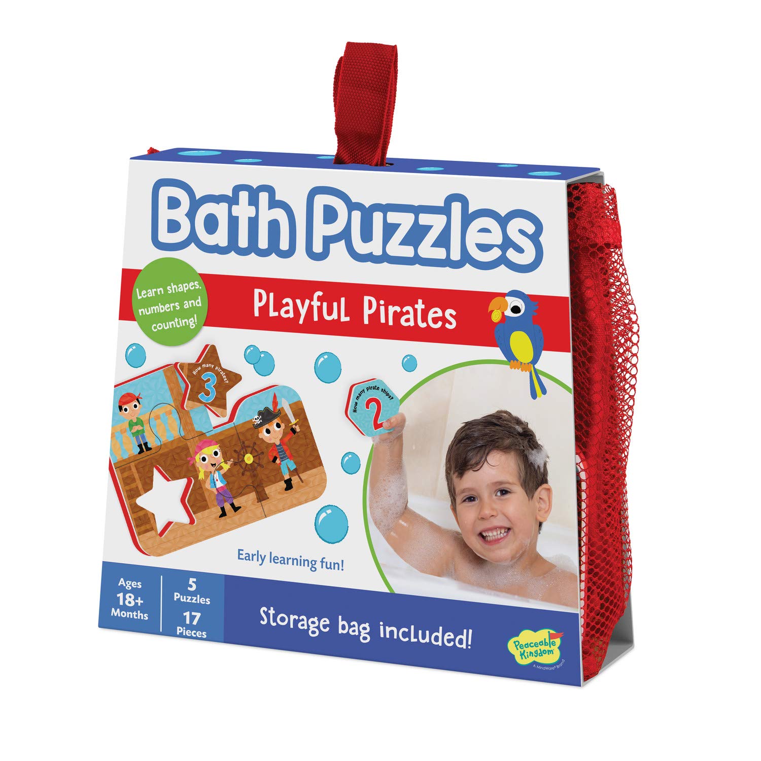 Peaceable Kingdom Playful Pirates Bath Puzzles - Bath Toys for Toddlers β Foam Bath Puzzles for Kids - Fine Motor Skills (17 Pieces, 5 Puzzles)