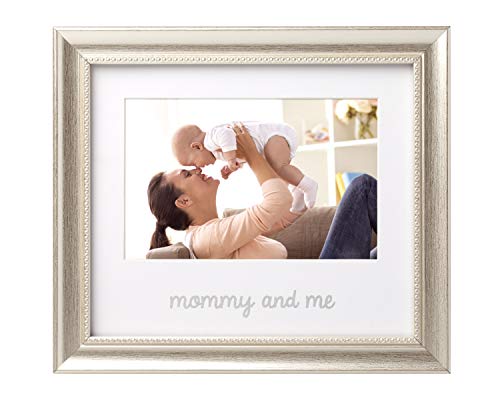 Lil Peach Mommy and Me Photo Frame, Newborn Baby Keepsake, Mother's Day Gifts, Gender-Neutral Nursery Decor, 4" x 6" Photo Insert, Silver