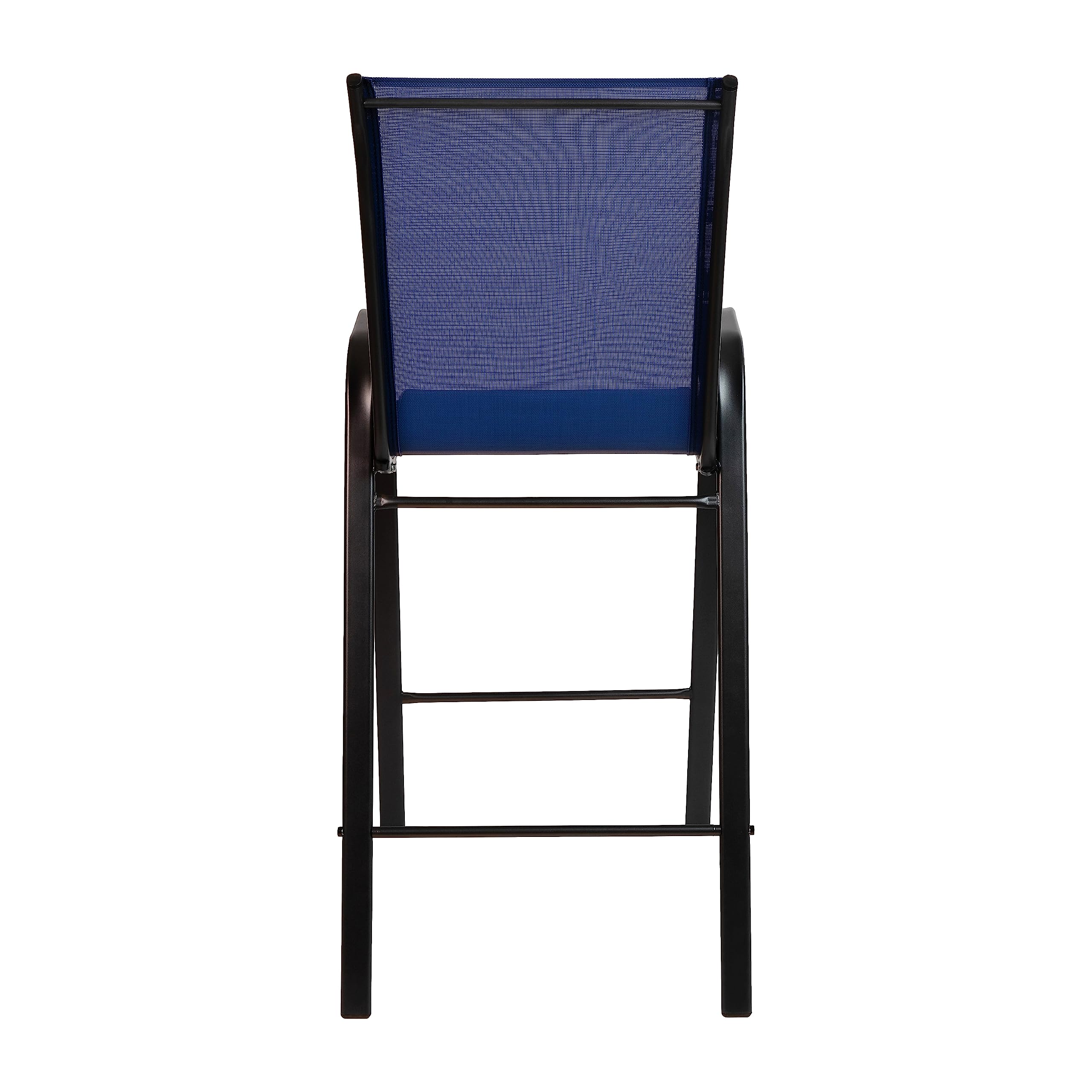Flash Furniture 4 Pack Brazos Series Navy Outdoor Barstools with Flex Comfort Material and Metal Frame