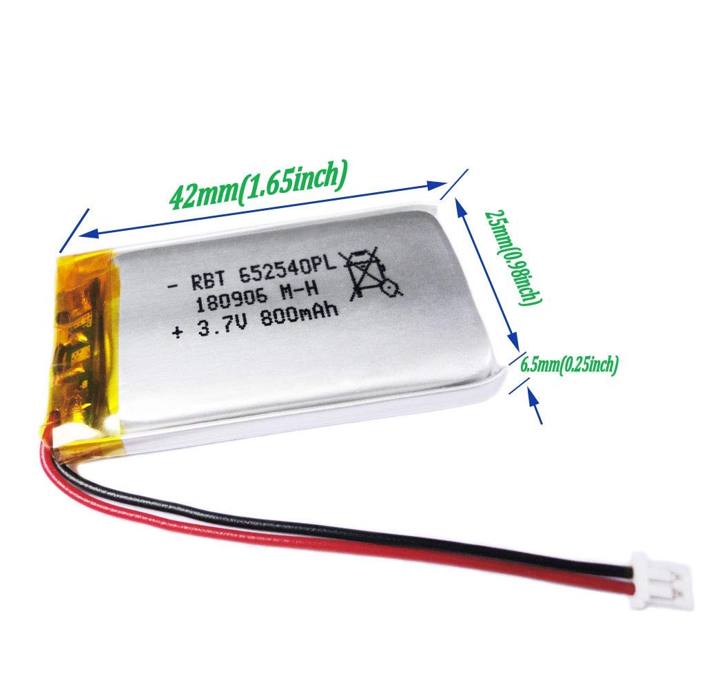 BrightTea 3.7V 800mAh Lithium Ion Polymer Battery Rechargeable Battery Li-ion Li-Po
