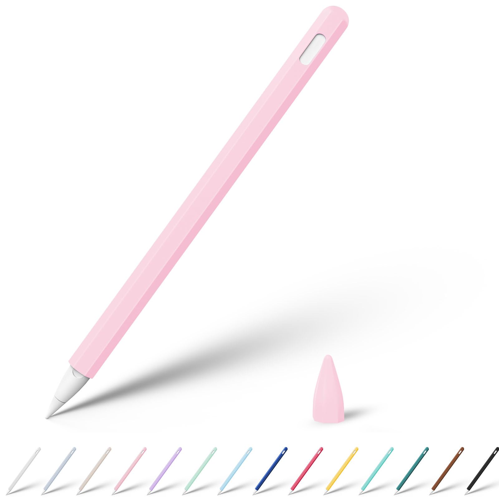KELIFANG Silicone Case for Apple Pencil Pro 2024 & Apple Pencil 2nd Generation, Cute Pink Protective Skin Sleeve Cover Holder Grip and Tip Cap Accessories Compatible with iPad Pro 11 12.9 13 Inch