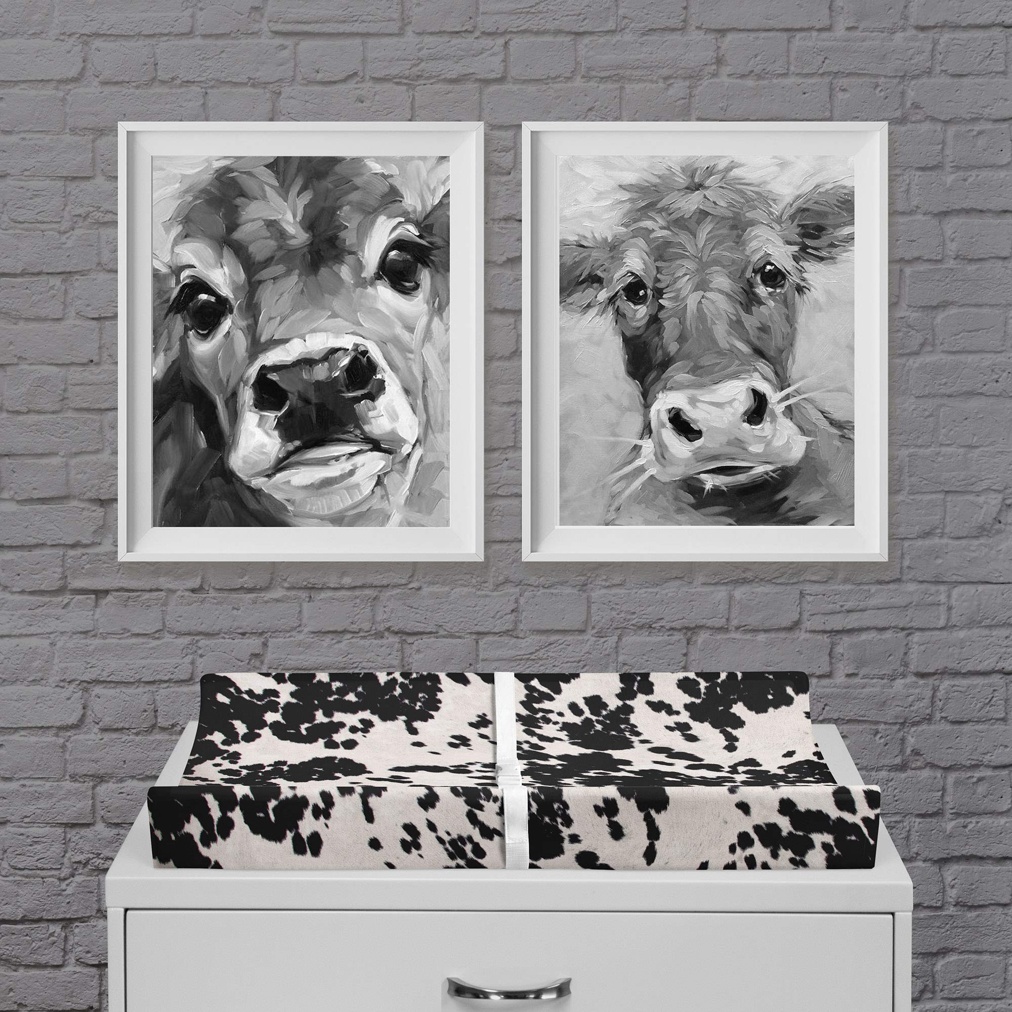 Glenna Jean Premium Western Cowboy Changing Pad Cover Stylish Ultra Soft Faux Black Cowhide for Boys Girls