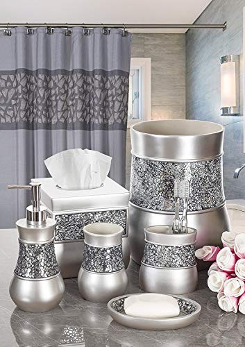 Creative Scents Countertop Towel Stand, Decorative Fingertip Towel Holder, Durable Resin Free Standing Towel Rack, for Elegant Counter Top Bathroom/Shower/Kitchen Decor (Silver)