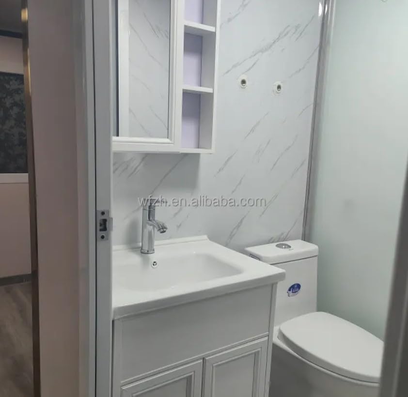 Mobile prefab Expandable Tiny Houses for Families with Restroom, Outdoor Storage. Sturdy Steel and Plastic. Suitable for Various Purposes Like Hotels, Offices etc. (19ft x 20ft)
