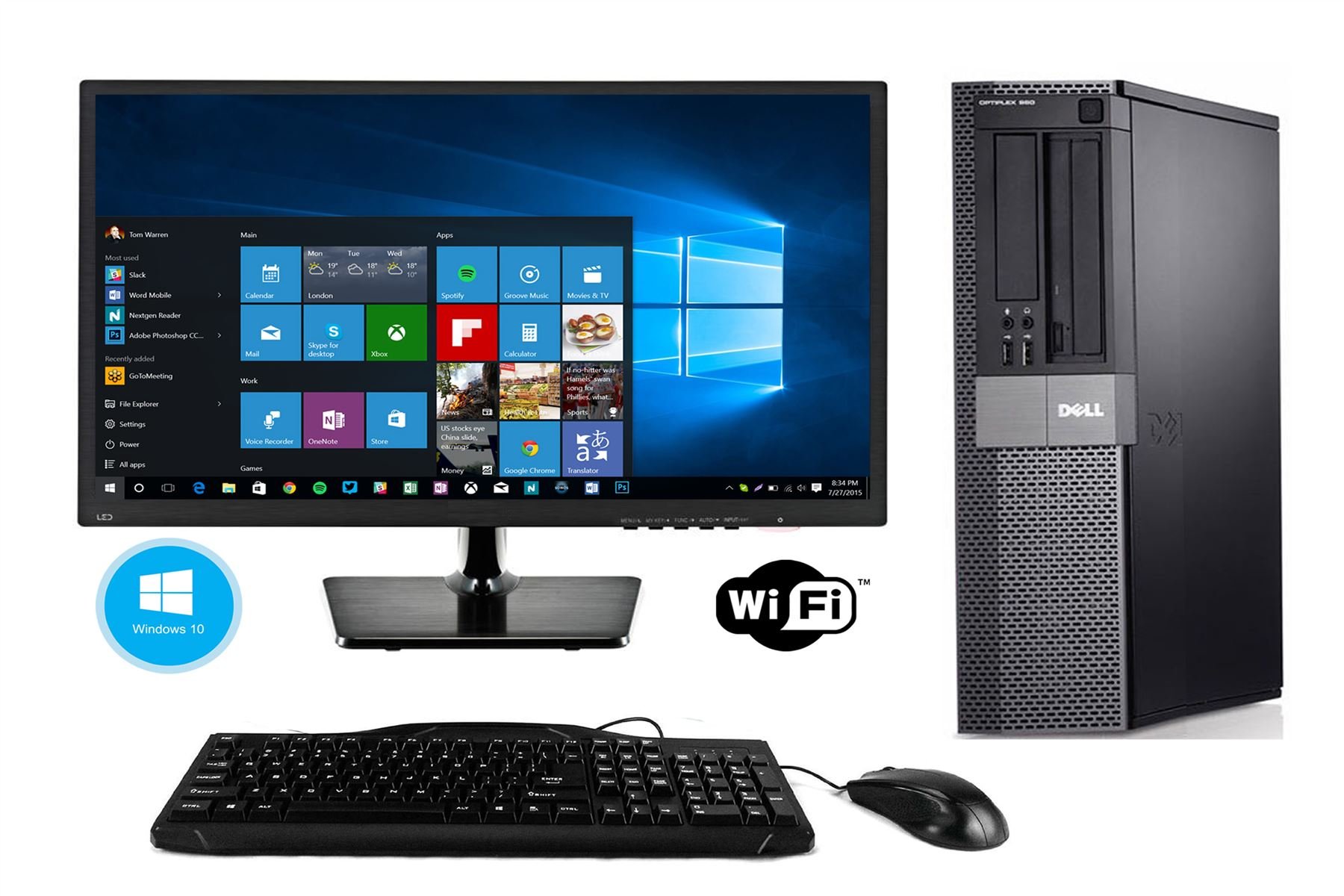 Dell Optiplex 980 Desktop PC with New 27 inch LED Monitor - Intel Core i5-650 3.2GHz 8GB 250GB DVD Windows 10 Professional (Renewed)