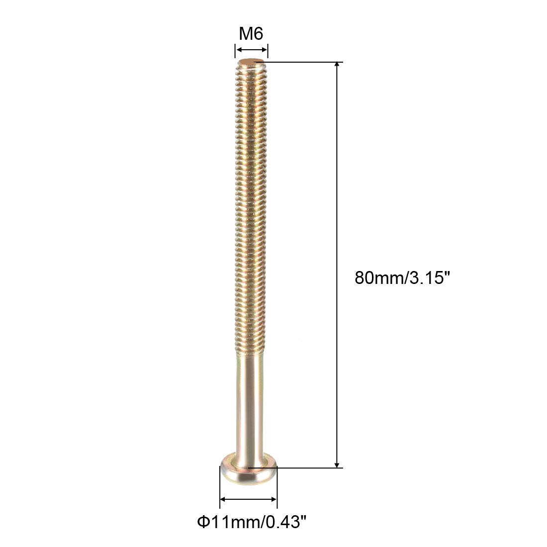 uxcell M6x80mm Furniture Screw Hex Socket Machine Screws Zinc Plated Fasteners Bolts Half Thread Carbon Steel 15Pcs