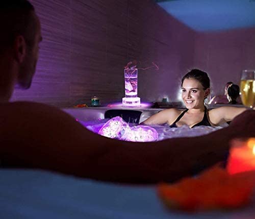 Alilimall Submersible LED Lights, 3.3'' Pool Lights Underwater Waterproof Pond Lights, AA Battery Puck Lights with Remote Magnet Suction Cup for Hot Tub Bathtub Shower Spa Vase Base Christmas Party