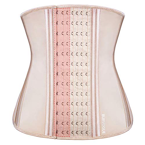 Burvogue Waist Trainer for Weight Loss-Women Trimmer Slimmer Belt Latex Corset Cincher Body Shaper (Beige18-steel Bones&Extension buckle, XXXL(Waist 37.7"-39.5"))