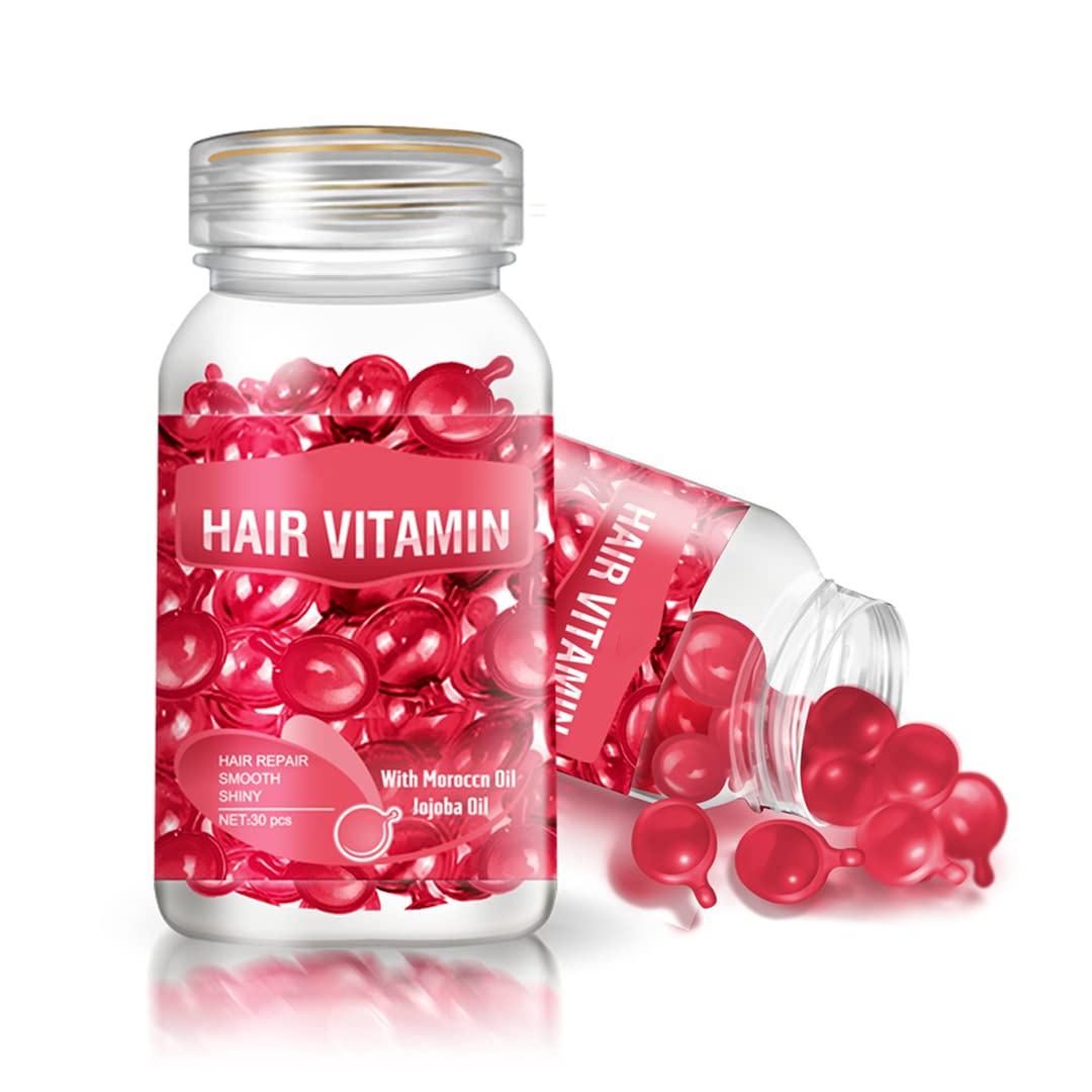 gowwim Hair Vitamin Serum Capsule, Multi-Oil Treatment for Smooth, Silky Hair Growth, Repair and Mask - 30 PCS