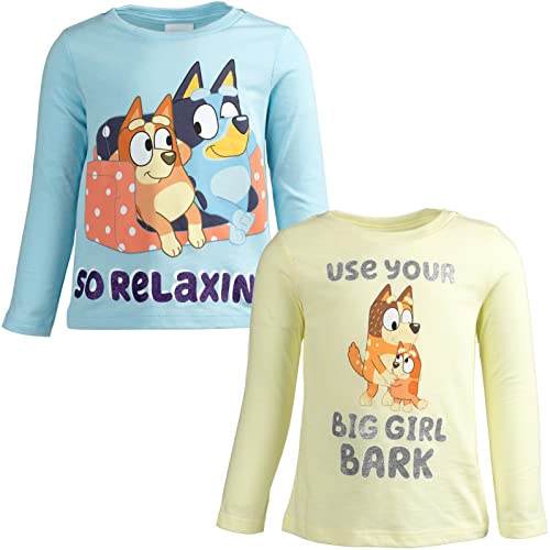 Bluey Bingo Big Girls 2 Pack T-Shirts Blue/Yellow 10-12