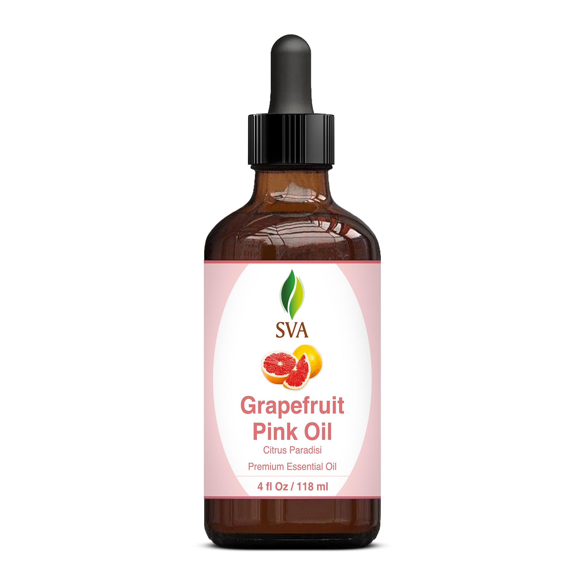 SVA Grapefruit Essential Oil Pink โ 4 Fl Oz โ 100% Natural Grapefruit Oil - for Diffuser, Hair Care, Face, Skin Care, Aromatherapy, Scalp and Body Massage, Soap and Candle Making - with Dropper