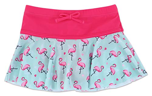 Dreamwave Flamingo Toddler Girls Swimsuit Set: Rash Guard Bikini Skirt One-Piece Pink/Blue 4T