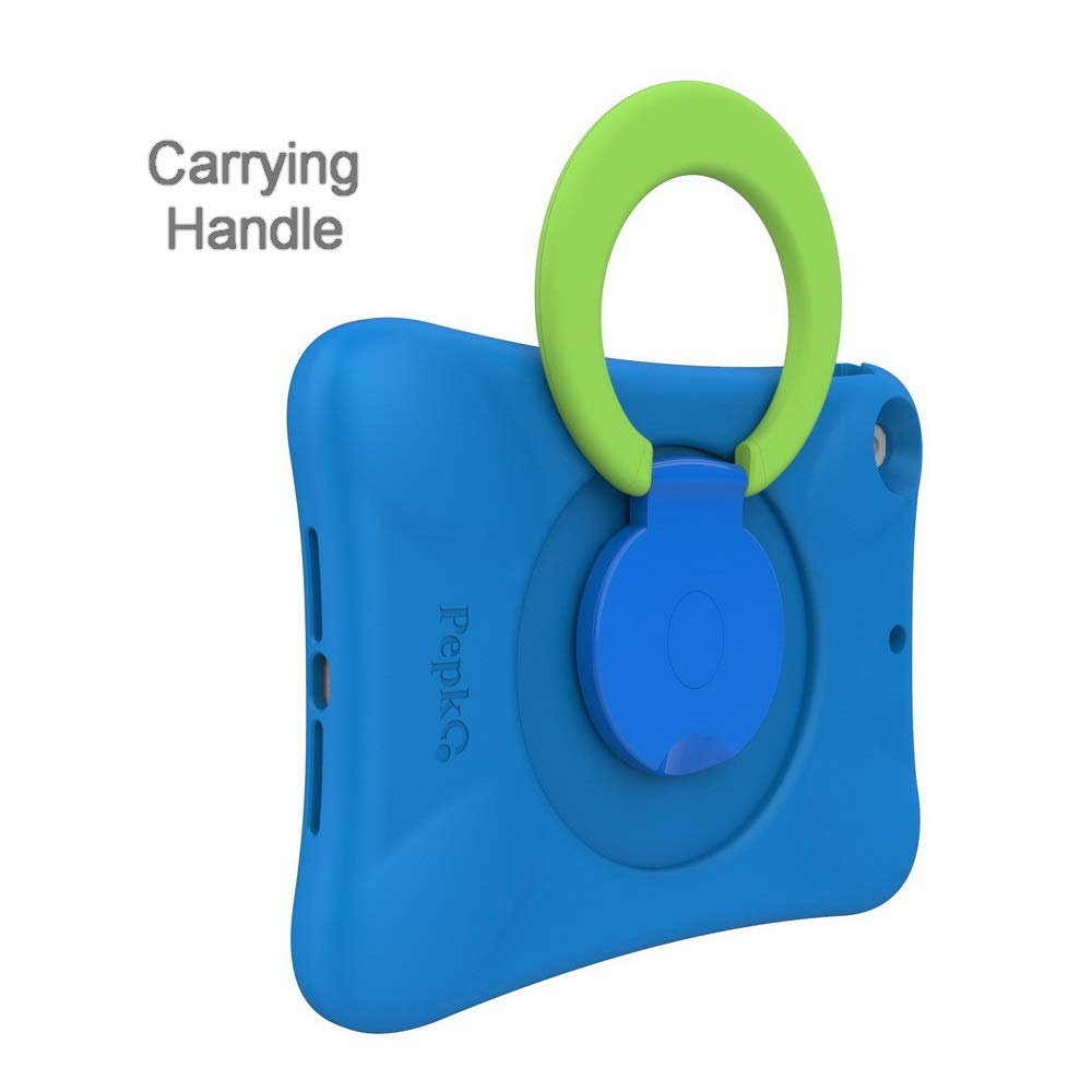 NLR FUN Pepkoo Kids Case for iPad, Shockproof Cover for 9.7” iPad 6th/5th Generation (2018/2017) / iPad Air 2 / iPad Air, Lightweight Full Body Protective with Foldable Handle/Stand Boy (Blue+Green)