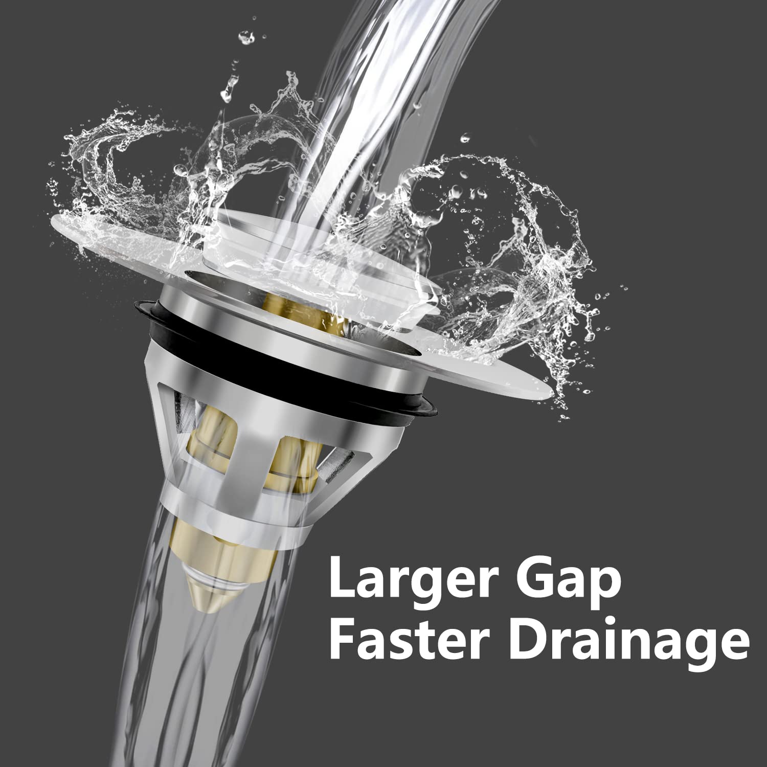Bathroom Sink Drain Stopper | Upgraded Sink Strainer Basin Pop Up Drain Filter Plug with Anti-Clogging Hair Catcher for Bath Tub, Fits 1.34-1.96” Drain Hole