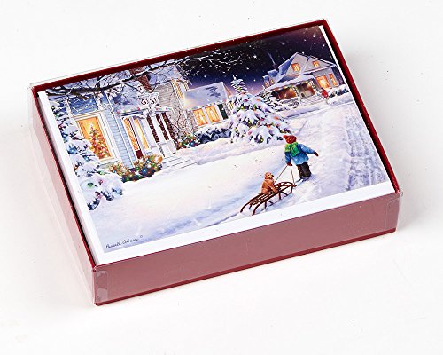 Christmas Night Christmas Cards - Box of 15 Cards & 16 Foil Lined Envelopes