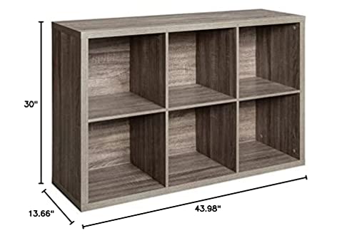 ClosetMaid 6 Cube Storage Shelf Organizer Bookshelf with Back Panel, Easy Assembly, Wood, Weathered Gray