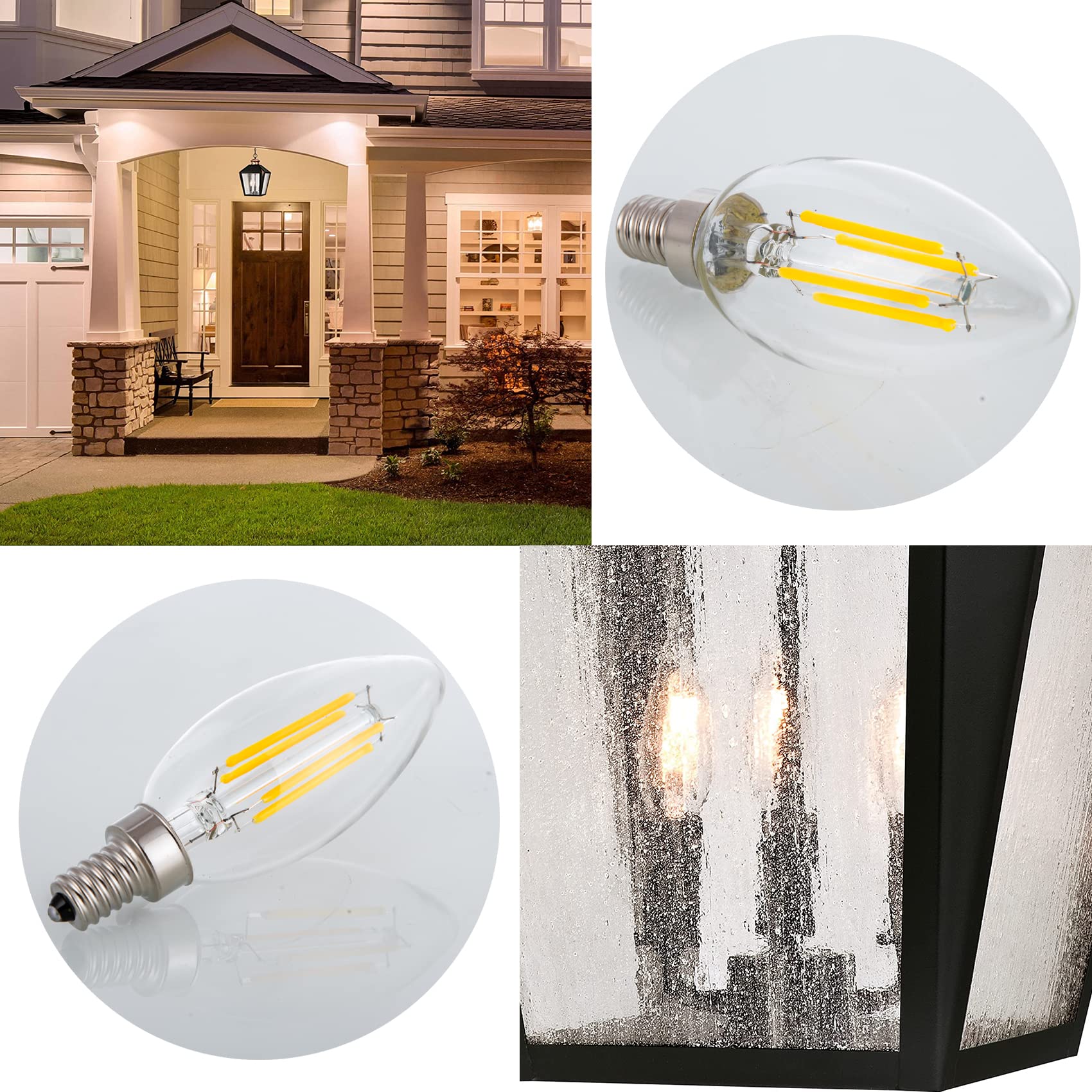 SHUWDKAR 12 Volt LED Candelabra Bulbs E12 Light Bulb 40 Watt Replacement Soft White 3000K, Low Voltage 12V 24V Candelabra Light Bulbs for RV, 3 Pack