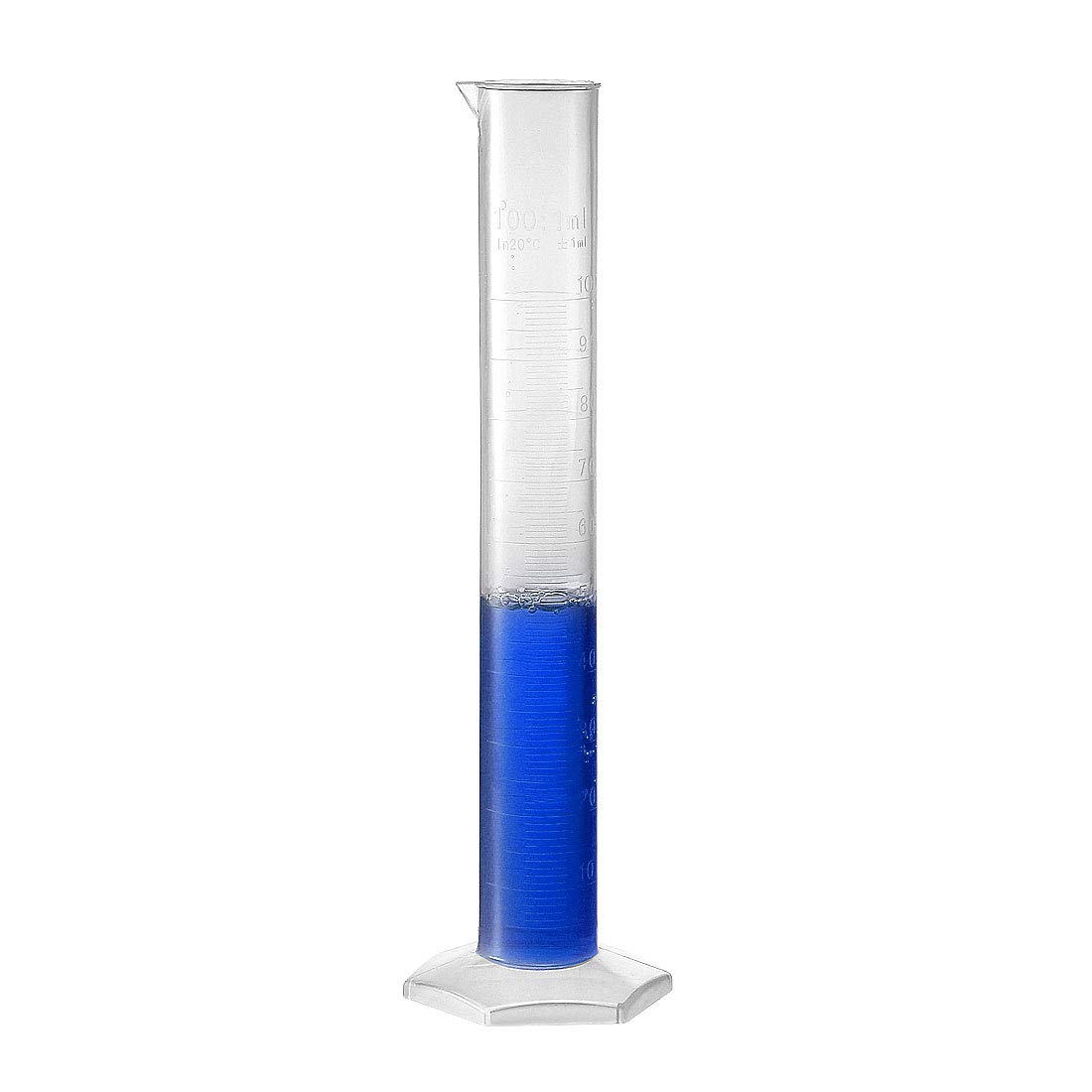 uxcell Plastic Graduated Cylinder, 100ml Measuring Cylinder, Science Test Tube Beakers, Single Metric Scale, Clear Hex Base Flask for Lab Home 3pcs
