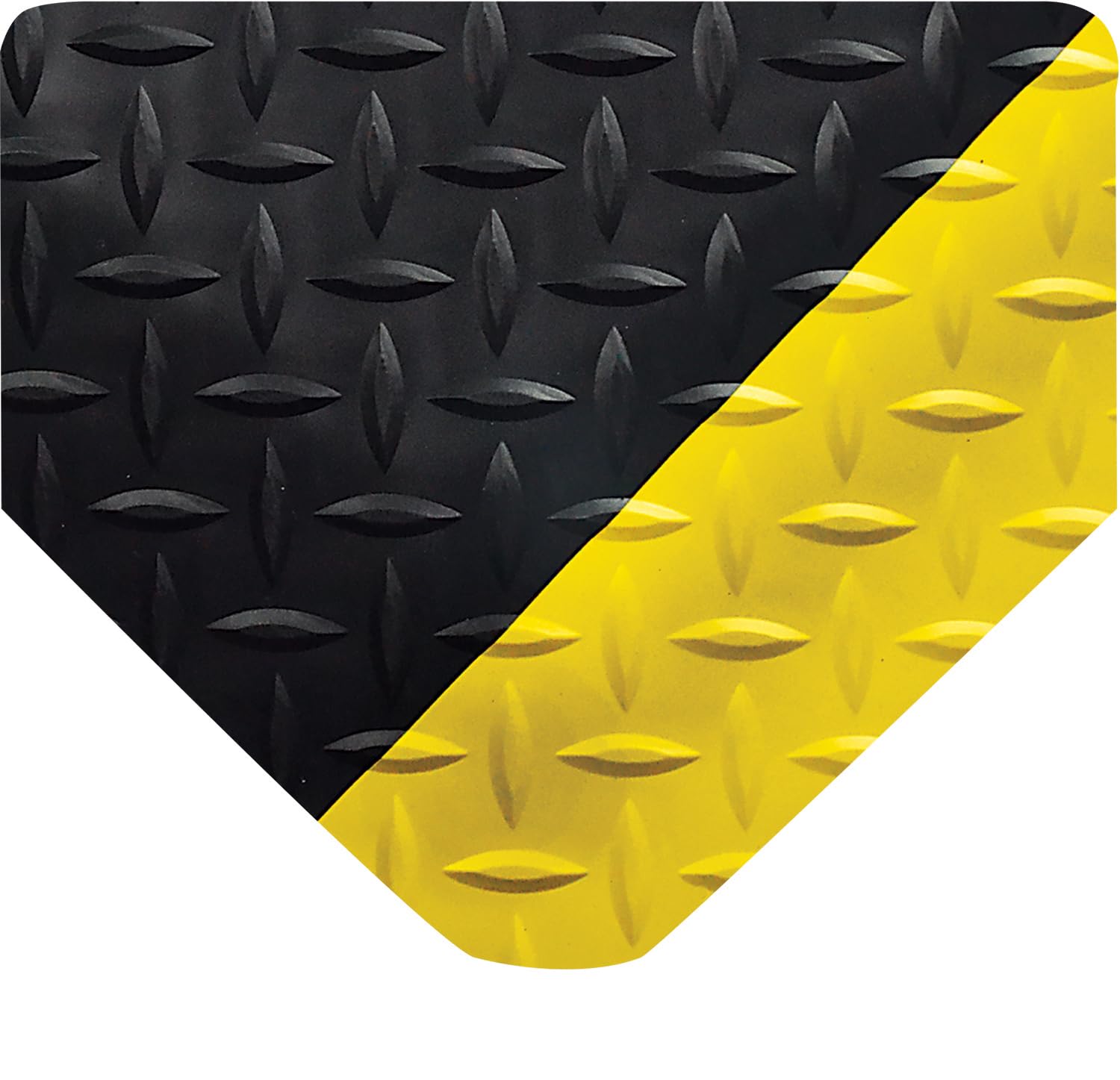 Wearwell UltraSoft Diamond-Plate SpongeCote Mat - Black/Yellow. Anti-Fatigue Workstation Mat. 2' W x 3' L x 15/16" Thickness. Nitricell Sponge. Pre-Beveled Edge. For Industrial Use (414.1516x2x3BYL)