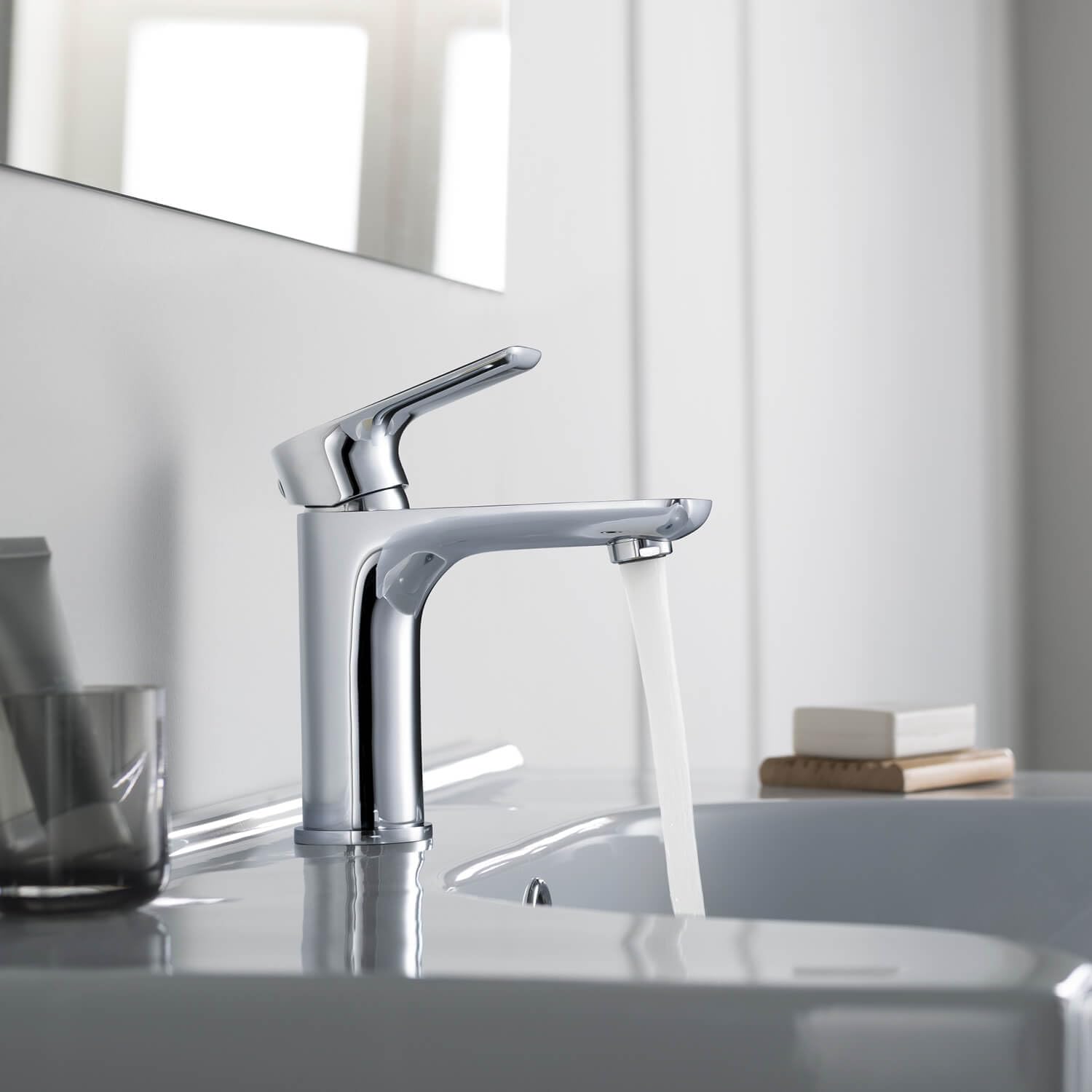KIBI Single Handle Tender Faucet for Bathroom Sink with Pop Up Drain | Solid Brass High Arc Faucet Spout (Chrome) (KBF1019)