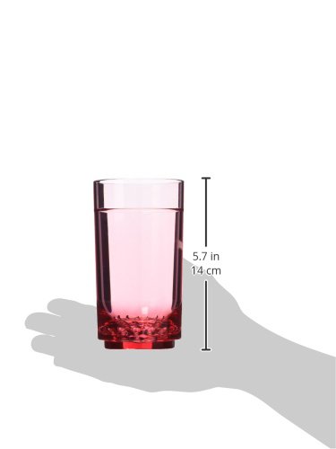 Drinique Elite Tall Unbreakable Tritan Highball Glasses, 4 Count (Pack of 1), Red