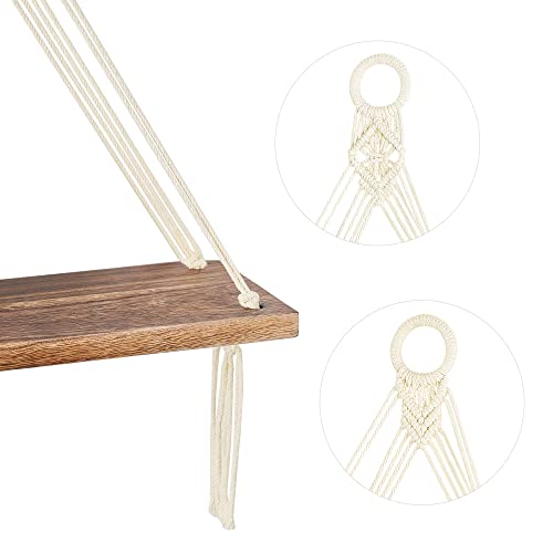 Dahey Stuffed Animal Storage Net Hammock and Macrame Hanging Shelf for Nursery Bedroom Bathroom Living Room Dorm Room