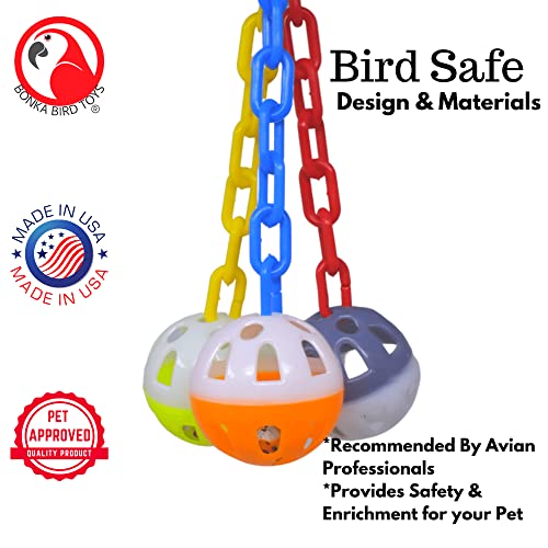 Bonka Bird Toys 1467 Ball Clanger Plastic Colorful Noisy Rattle Parrot Parrotlet Parakeet Budgie