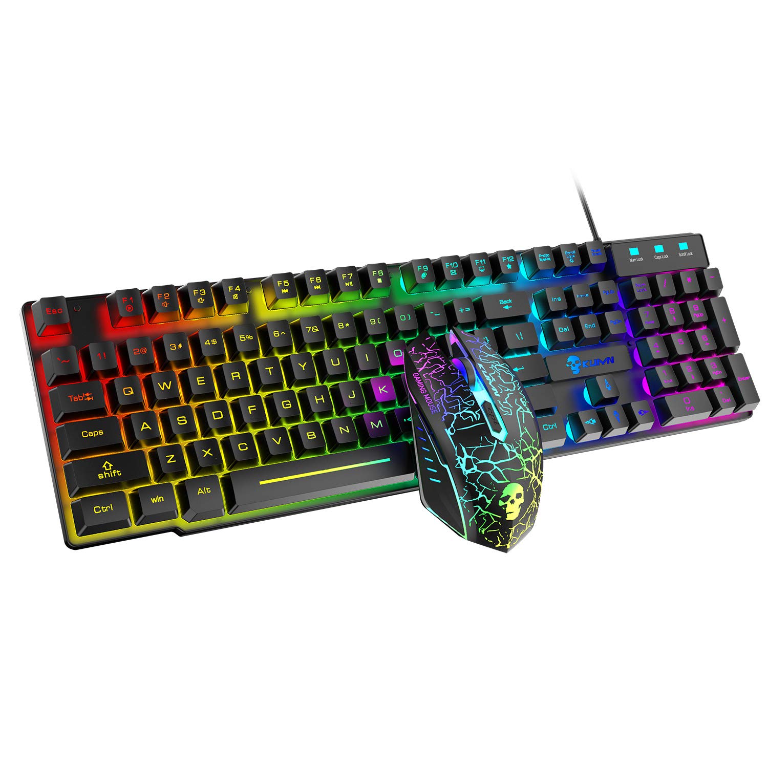 Gaming Keyboard, USB Wired Mechanical Feeling Keyboard with RGB Backlit Gaming Keyboard Waterproof 104Keys for PC Computer Gamer Overwatch Dota for Desktop, Computer, PC