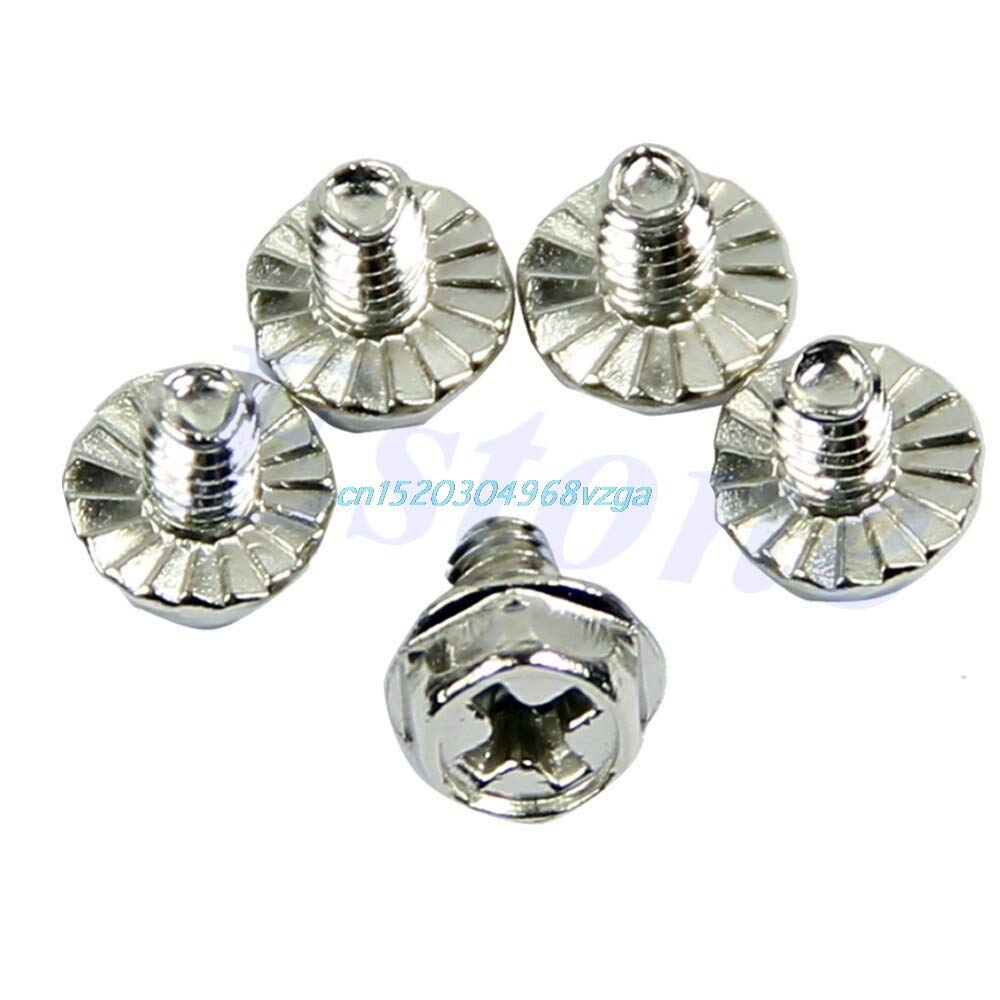 Screw Toothed Hex 6/32 Computer PC Case Hard Drive Motherboard Mounting Screws 100pcs O24
