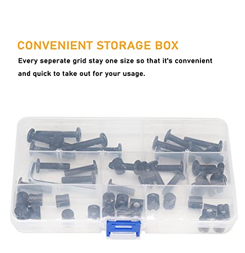 binifiMux 50pcs M6 x 15mm/ 20mm/ 25mm/ 30mm/ 35mm Black Hex Socket Cap Bolts Barrel Nuts Assortment Kit for Crib Baby Bed Cots Furniture