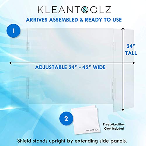 U-Shield Clear Plexiglass Acrylic Protective Sneeze Guard Counter Shield Plexi Glass Screen Divider Barrier for Reception Office School Salon Partition Window (42"L x 24"W)