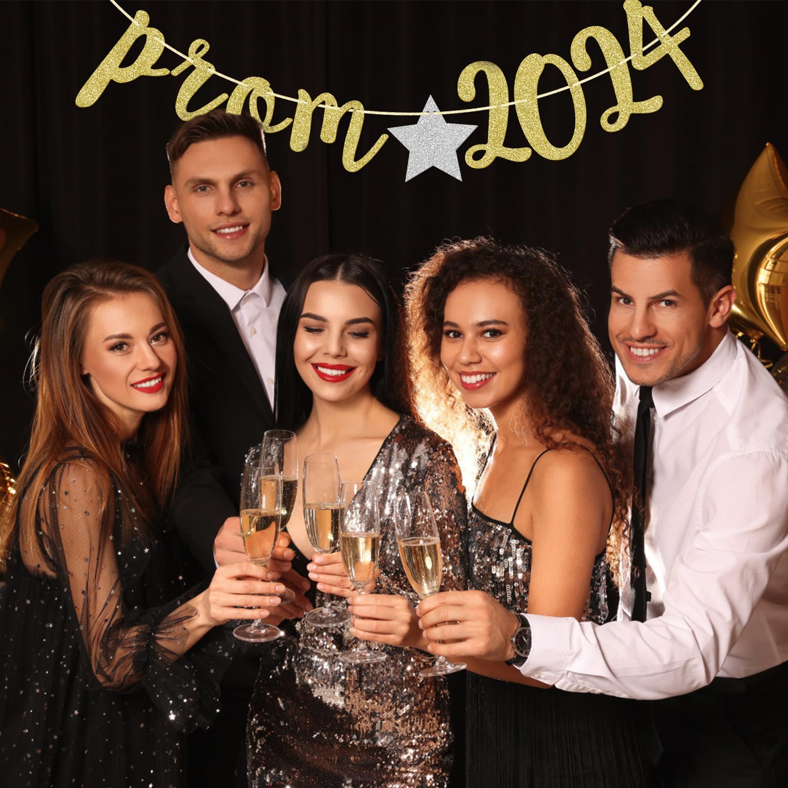 Prom 2024 Banner, Graduation Banner, Prom Party Decorations, Gold Glitter