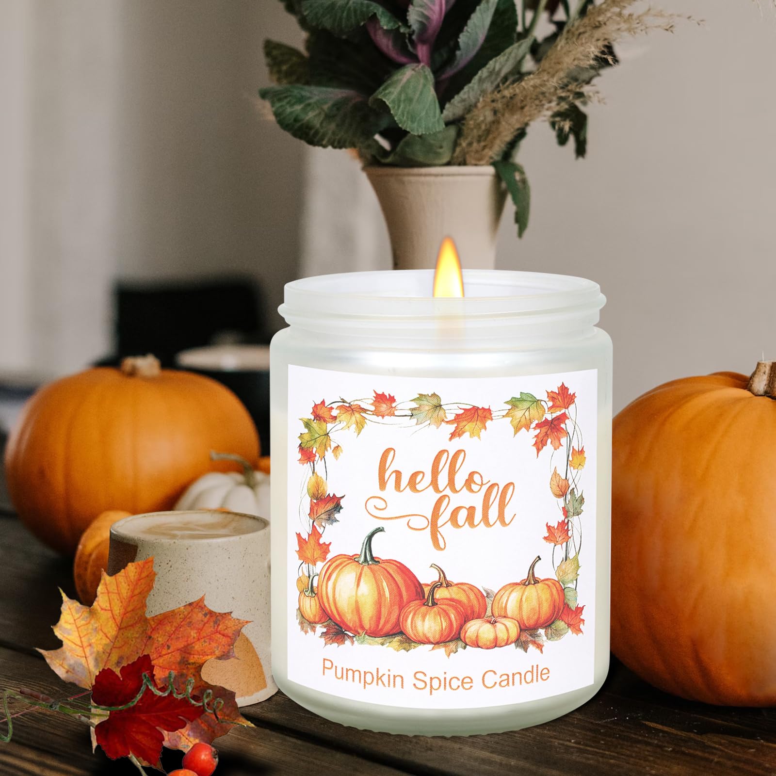 Thanksgiving Gifts, Fall Candles for Fall Decor Indoor, Pumpkin Scented Candle, Autumn Candles, Fall Decorations for Thanksgiving, Home Spice Candle Pumpkin Fall Soy Candles.