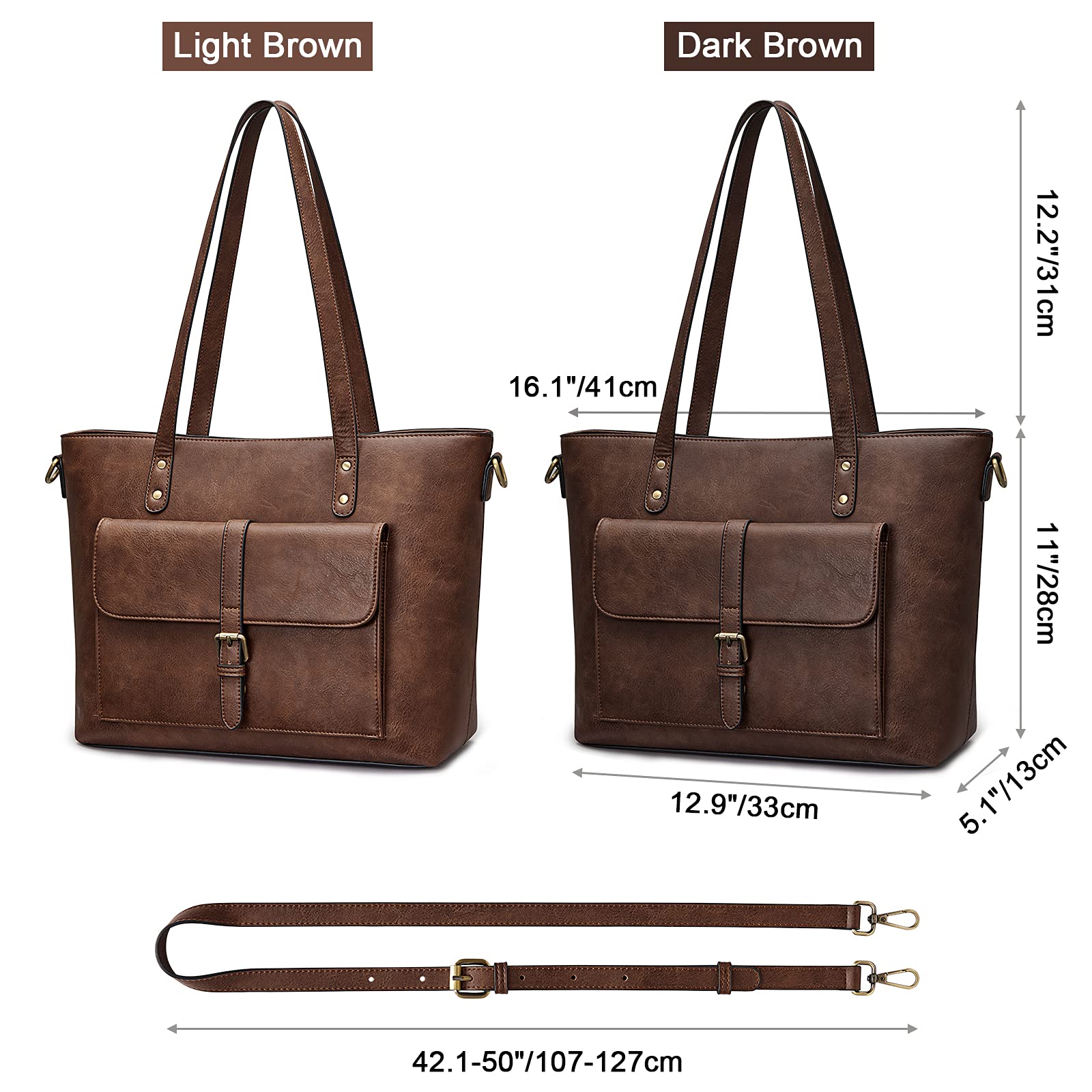 S-ZONE Women Tote Bag Large Work Handbag Top Handle Satchel Shoulder Purse