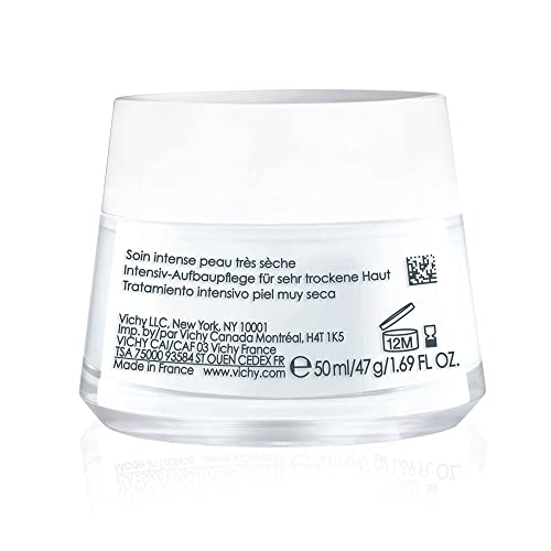 Vichy Nutrilogie 2 Intense Moisturizer for Very Dry Skin, 24-Hour Hydration Daily Face Cream to Strengthen and Soothe Skin, Non-Greasy Finish, 1.69 Fl Oz (Pack of 1)