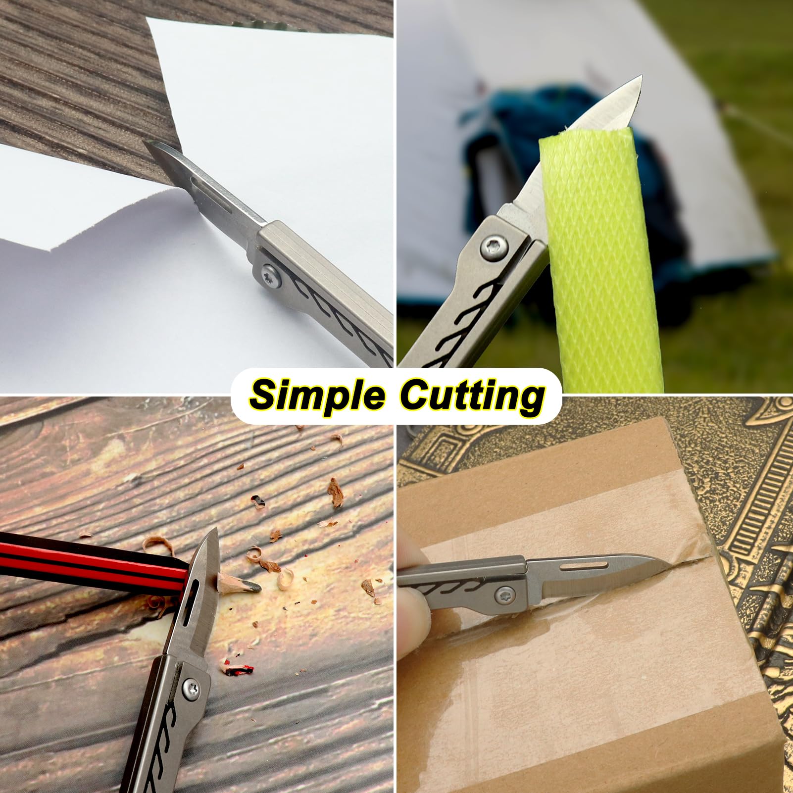 PJYTAC Mini Titanium Folding Pocket Knife, Very Small Portable Keychain Knife for Daily Use and Outdoors