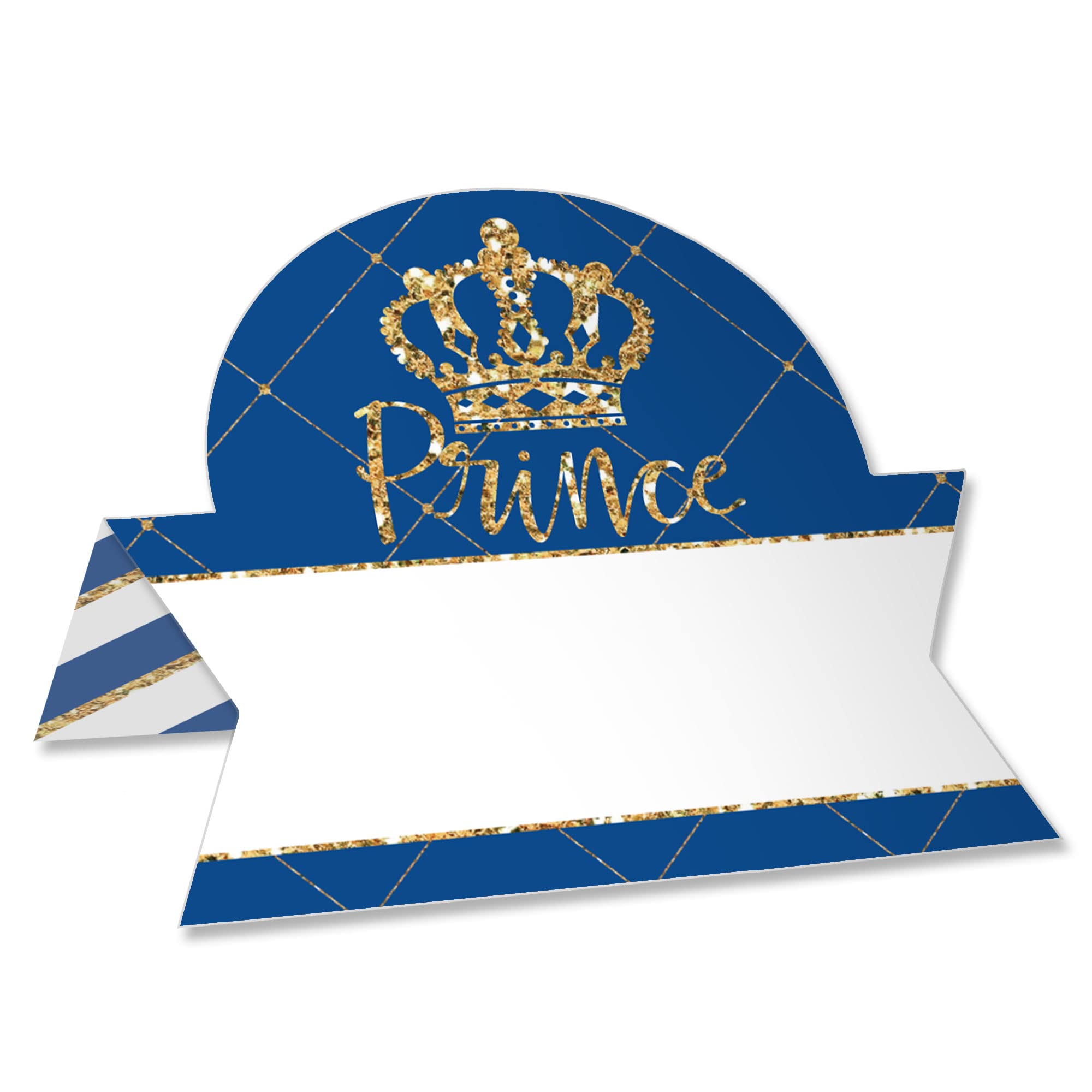 Big Dot of Happiness Royal Prince Charming - Baby Shower or Birthday Party Tent Buffet Card - Table Setting Name Place Cards - Set of 24