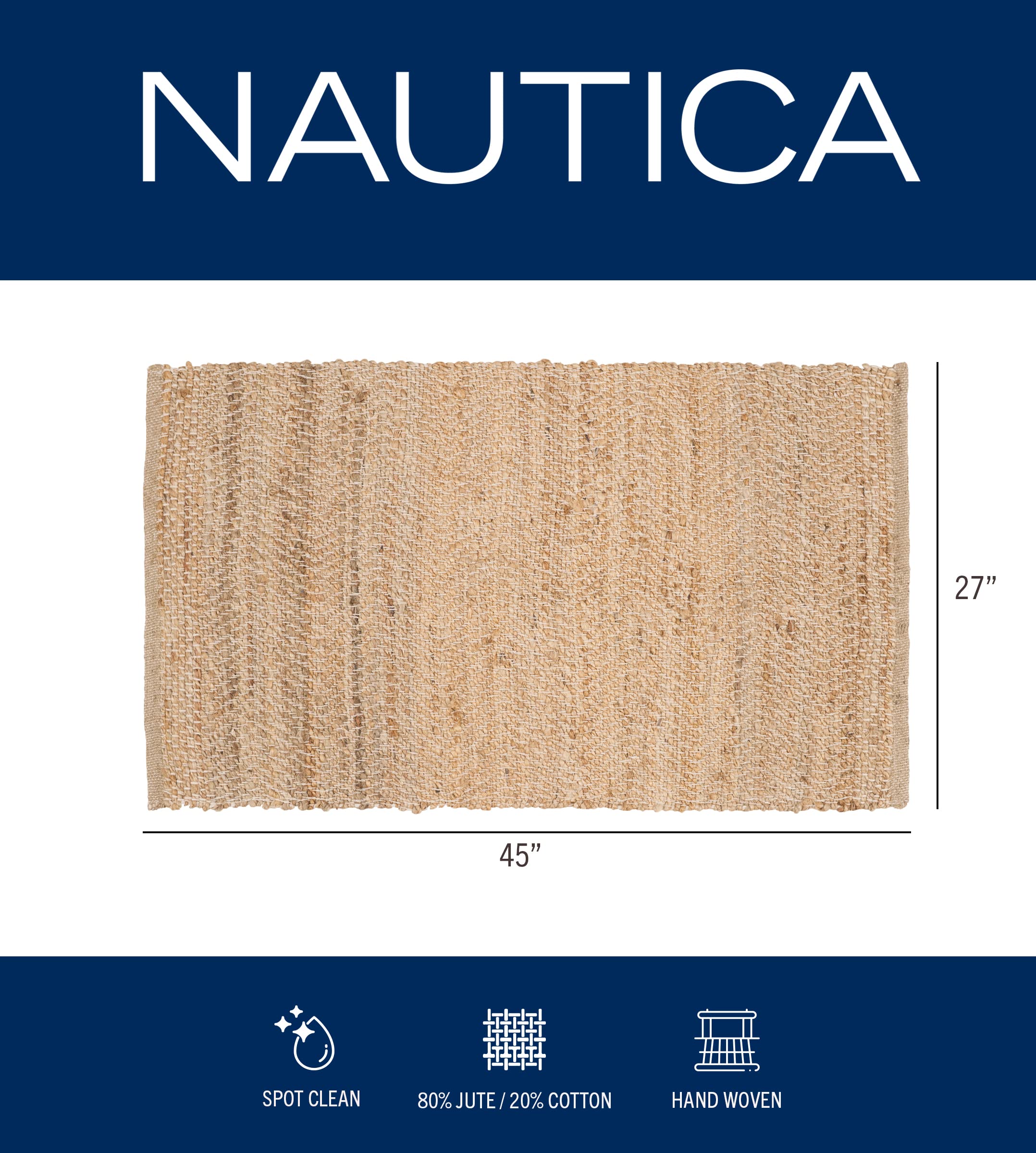 Nautica - Textured Jute Handmade | Modern Home Décor | Accent Rug | Measures - 27" x 45" | Natural