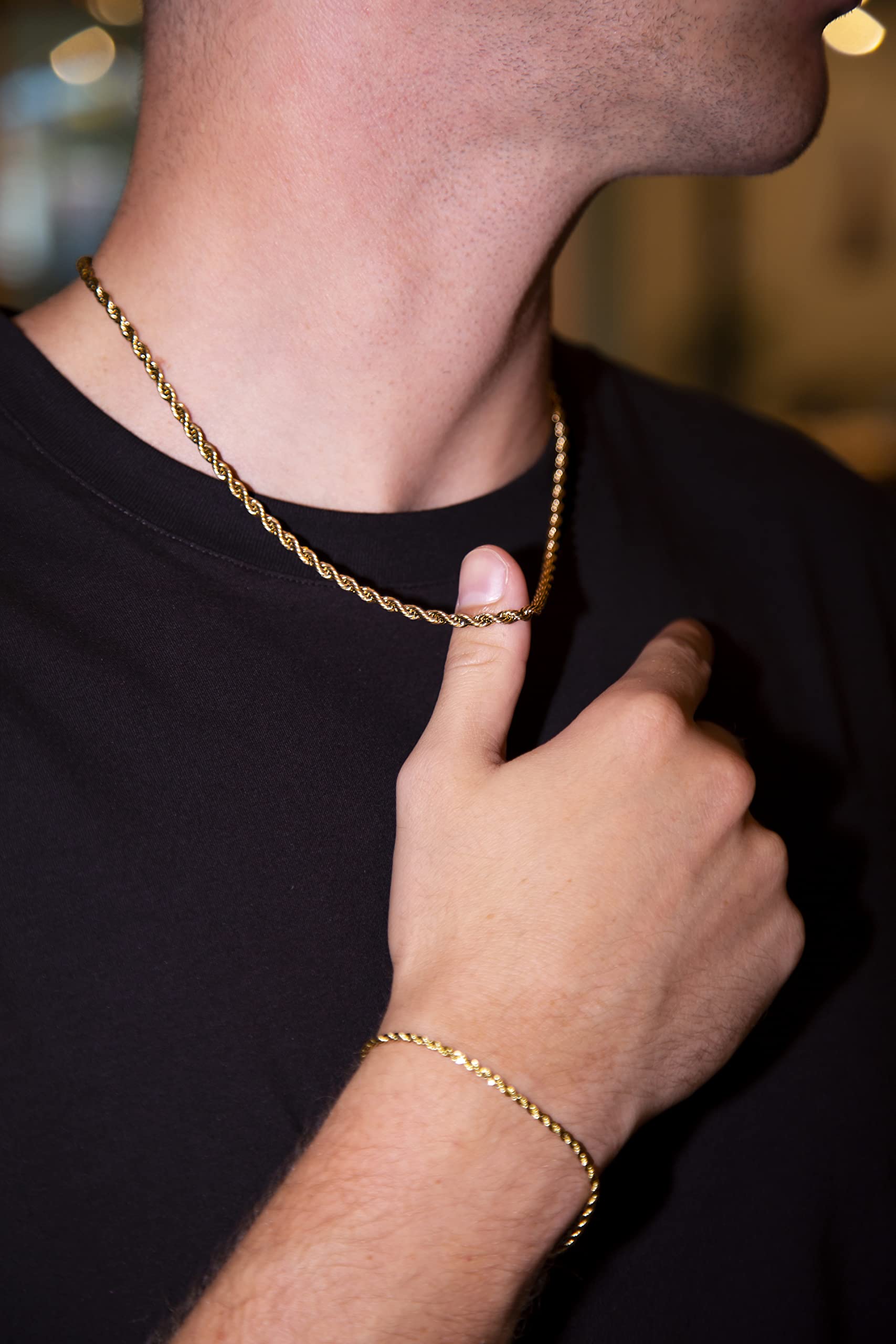 2MM Rope Chain Necklace 16" - Gold Men Women Gifts (18)