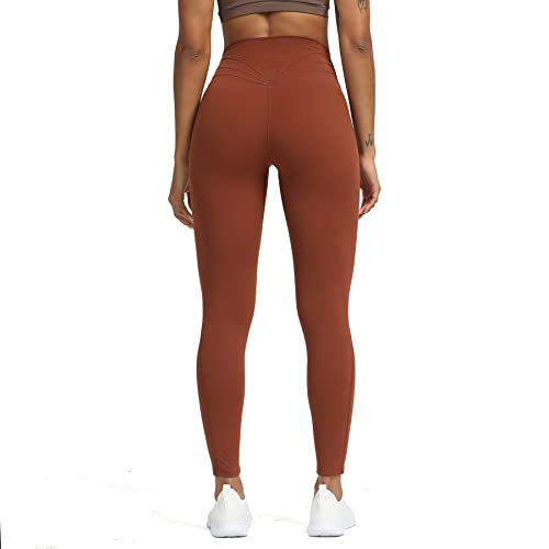 Aoxjox High Waisted Workout Leggings for Women Compression Tummy Control Trinity Buttery Soft Yoga Pants 26" (Cherry Mahogany, Large)