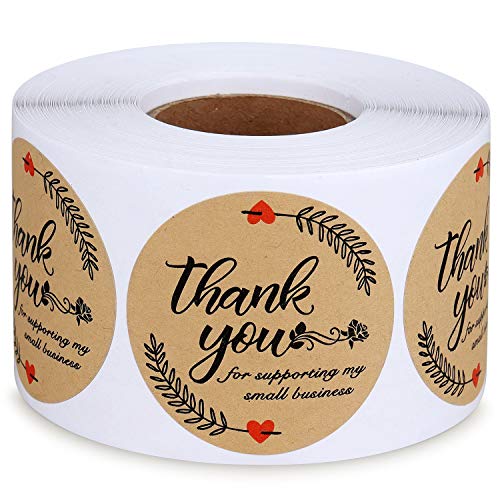 Poxoke Thank You Stickers Small Business Roll 2 Inch 500Count Craft Floral Designed