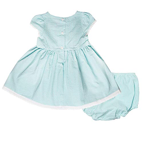 Good Lad Newborn/Infant Girls Turquoise Seersucker Dress with Bunny Appliques (6/9M)