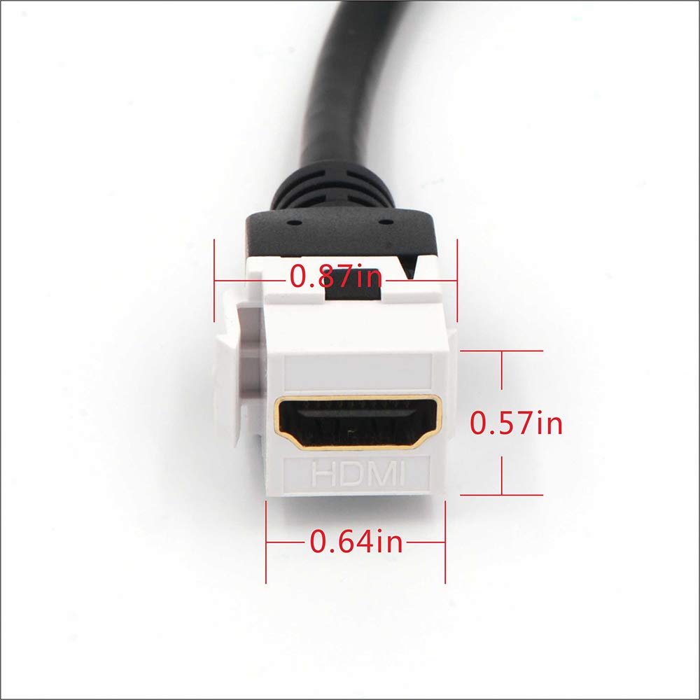 VCE 5-Pack HDMI Keystone Jack, Female to Female HDMI Pigtail Cable 4K HDMI Wall Jack for Keystone Wall Plate, 6 Inch