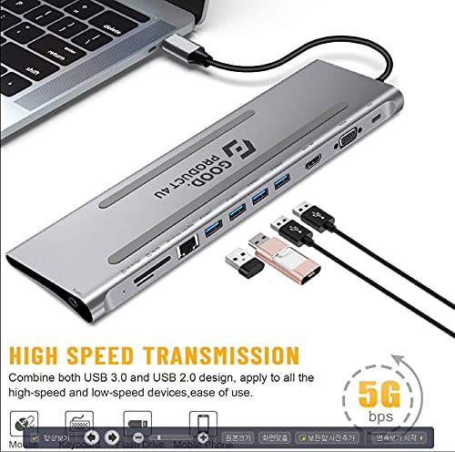 USB C Hub, PowerExpand 11-in-1 with 100W Power Delivery, 4K 60Hz HDMI Port, USB C and 2 USB A Data Ports, Ethernet Port, 3.5mm Audio, Micro SD and SD Card Reader for MacBook Pro Accessories